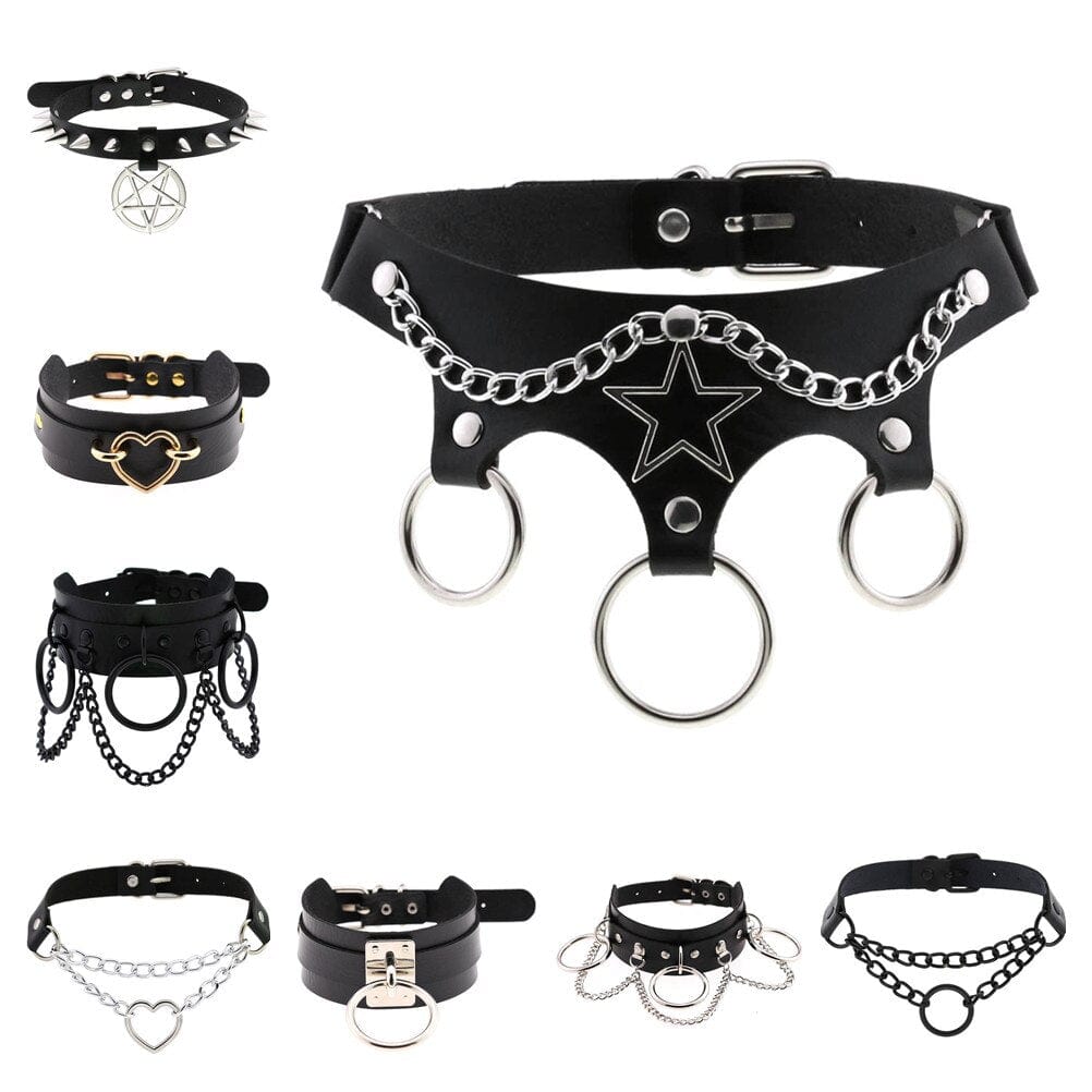 Sexy Leather Bondage Choker Collar Ohsaucy